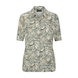 Kurzarmbluse GOLDNER "Hemdbluse mit Paisley-Print", Damen, Gr. 38, beige (stein, gemustert), Obermaterial: 100% Viskose CV., Blusen