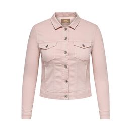 Jeansjacke Only CARMAKOMA "CARWESPA COLOUR DENIM JACKET DNM", Damen, Gr. 42, pale lila, Web, Obermaterial: 79% Baumwolle, 20% Polyester, 1% Elasthan, unifarben, regular fit normal, Jacken Jeansjacke