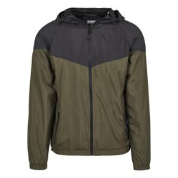 Allwetterjacke Urban Classics "Urban Classics Herren 2-Tone Tech Windrunner", Herren, Gr. L, schwarz, schwarzolive, 100% Polyester, mehrfarbig, normal, ohne Ausschnitt, Jacken