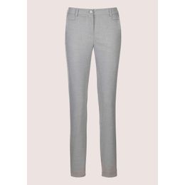 Madeleine Mode Stoffhose MADELEINE "Hose Schlanke Stretch-Hose", Damen, Gr. 21, N-Gr, grau (silbergrau, wollwei&szlig;, melange), Obermaterial: 64% Polyester PES. 34% Viskose CV. 2% Elasthan EL., Hosen Stoffhose