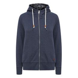 Kapuzensweatjacke oxmo "Kapuzensweatjacke OXUlla", Damen, Gr. XS, blau (total eclipse melange), Obermaterial: 60% Baumwolle CO. 40% Polyester PES., Sweatjacken