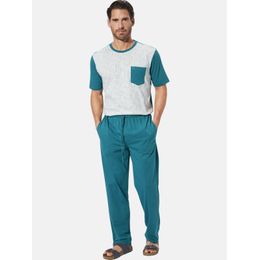 Schlafanzug Babista "Schlafanzug RALDOR", Herren, Gr. L, blau (petrol), Obermaterial: 100% Baumwolle CO., Homewear-Sets Schlafanzug