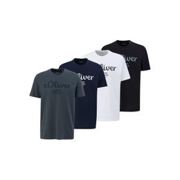 T-Shirt s.Oliver "T-Shirt Logo T-Shirt 4er Pack", Herren, Gr. S, bunt (wei&szlig;, blau, dunkelgrau, schwarz), Obermaterial: 100% Baumwolle CO., Shirts T-Shirt