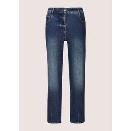 Madeleine Mode Regular-fit-Jeans MADELEINE "Jeans Baumwollhose mit Saumabn&auml;hern", Damen, Gr. 40, N + K Gr, blau, Obermaterial: 92% Baumwolle CO. 6% Polyester PES. 2% Elasthan EL., Jeans