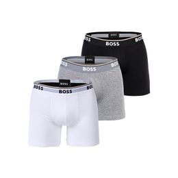 Boxershorts BOSS "Boxershort BoxerBr 3P Power 3er Pack", Herren, Gr. L, bunt (wei&szlig;, grau, schwarz), Obermaterial: 95% Baumwolle CO. 5% Elasthan EL., Unterhosen