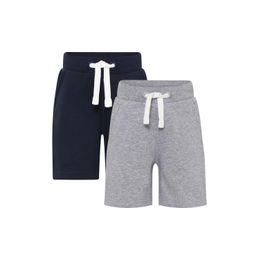 Sweatshorts Minymo "Sweatshorts MIBasic 53 -Sweat short (2-pack)", M&auml;dchen, Gr. 98, N-Gr, blau (schwarz navy), Obermaterial: 100% Baumwolle CO., Hosen Sweatshorts