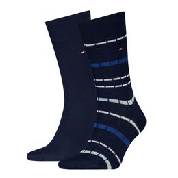 Socken Tommy Hilfiger "TH MEN SOCK 2P SUMMER BRETON", Damen, Gr. 39-42, navy, Obermaterial: 75% Baumwolle, 24% Polyamid, 1% Elasthan, Socken Socken