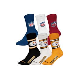 Kurzsocken NFL "Socken NFL 6Pack Crew Socks 6er Pack", Herren, Gr. 43-46, bunt (pittsburgh steelers, mix), Obermaterial: 58% Baumwolle CO. 39% Polyester PES. 3% Elasthan EL., Socken