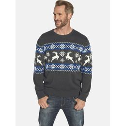 Rundhalspullover Jan Vanderstorm "Pullover TORE", Herren, Gr. XL, grau (grau gemustert), Obermaterial: 50% Baumwolle CO. 50% Polyacryl PAN., gemustert, normal, Rundhals, Pullover Rundhalspullover
