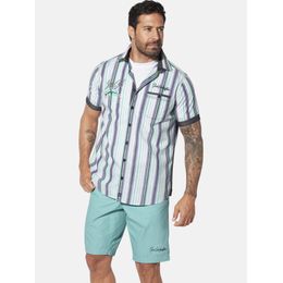 Streifenhemd Jan Vanderstorm "Kurzarmhemd SVENHART", Herren, Gr. XL, weit, wei&szlig; (wei&szlig; gestreift), Obermaterial: 100% Baumwolle CO., Hemden