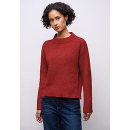 Strickpullover Street One, Damen, Gr. 40, racing rot, Stoff, 87% Polyester, 13% Baumwolle, unifarben, regular fit normal, Rundhals, B&uuml;ndchen, Pullover Strickpullover, aus softem Materialmix