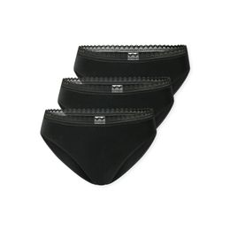 Slip Schiesser "Slip 3er Pack", Damen, Gr. XXL, schwarz, Obermaterial: 95% Baumwolle CO. 5% Elasthan EL., Unterhosen Slip