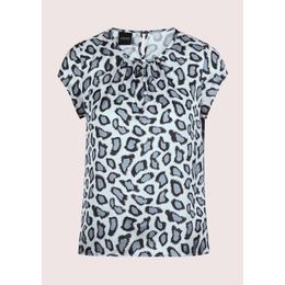 Madeleine Mode Kurzarmbluse MADELEINE "Druckbluse Rundhals-Bluse mit Unikat-Print", Damen, Gr. 34, blau (rauchblau, silbergrau), Obermaterial: 100% Viskose CV., Blusen
