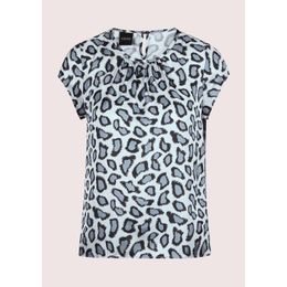 Madeleine Mode Kurzarmbluse MADELEINE "Druckbluse Rundhals-Bluse mit Unikat-Print", Damen, Gr. 34, blau (rauchblau, silbergrau), Obermaterial: 100% Viskose CV., Blusen