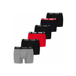 Boxershorts Puma "Boxershort Puma BASIC BOXER 6P ECOM 6er Pack", Herren, Gr. S, bunt (grau, schwarz, rot), Obermaterial: 95% Baumwolle CO. 5% Elasthan EL., Unterhosen