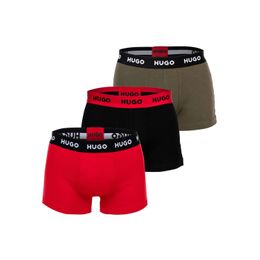 Boxershorts Hugo "Boxershort Trunk Triplet 3er Pack", Herren, Gr. M, bunt (schwarz, rot, oliv), Obermaterial: 95% Baumwolle CO. 5% Elasthan EL., Unterhosen