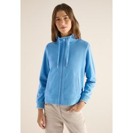 Sweatjacke Cecil, Damen, Gr. XL (44), fountain blau, Sweatware, 55% Baumwolle, 45% Polyester, unifarben, comfort fit normal, hoch geschlossener Ausschnitt, Rippb&uuml;ndchen, Sweatjacken Sweatjacke, mit Stehkragen