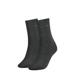 Socken Tommy Hilfiger "TH WOMEN SOCK CASUAL 2P", Damen, Gr. 39-42, anthrazit melange, Baumwollmischung, Elasthan, Polyamid, elastisch, Socken Socken, mit flacher Zehennaht