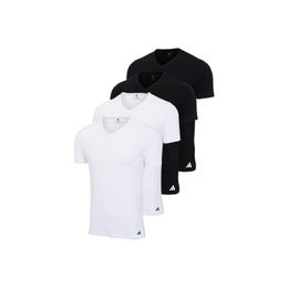 T-Shirt adidas originals "T-Shirt V-Neck Shirt Active Flex Cotton 4P 4er Pack", Damen, Gr. S, bunt (schwarz, wei&szlig;), Obermaterial: 95% Baumwolle CO. 5% Elasthan EL., Shirts T-Shirt