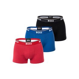 Boxershorts BOSS "Boxershort Trunk 3P Power 3er Pack", Herren, Gr. L, bunt (rot, blau, schwarz), Obermaterial: 95% Baumwolle CO. 5% Elasthan EL., Unterhosen