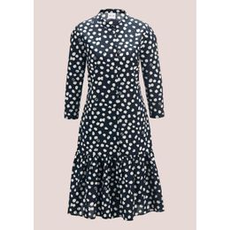 Madeleine Mode Sommerkleid MADELEINE "Kleid Baumwollkleid mit Unikat-Print", Damen, Gr. 40, N-Gr, blau (marine, wei&szlig;), Obermaterial: 100% Baumwolle CO., Modern, figurumspielend, Kleider Sommerkleid