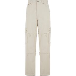 Cargojeans Karl Kani "Karl Kani Og Fringed Baggy Cargo Pants", Herren, Gr. S, US-Gr&ouml;&szlig;en, wei&szlig;, 100% Baumwolle, unifarben, Jeans