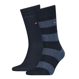 Socken Tommy Hilfiger "TH MEN RUGBY SOCK 2P", Damen, Gr. 43-46, schwarz navy, Baumwollmischung, normal, Socken Socken, mit Rippenstrickb&uuml;ndchen, atmungsaktiv