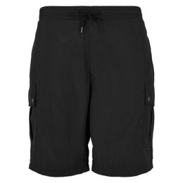 Cargohose Urban Classics "Urban Classics Herren Nylon Cargo Shorts", Damen, Gr. M, US-Gr&ouml;&szlig;en, schwarz, 100% Polyester, unifarben, loose fit, Hosen Cargohose