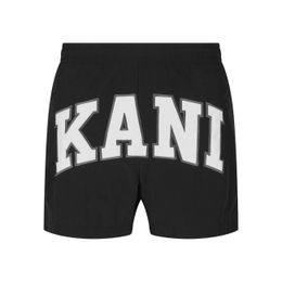 Badeshorts Karl Kani "Karl Kani Herren KM241-052-1 Karl Kani Serif Board Shorts", Herren, Gr. M, US-Gr&ouml;&szlig;en, schwarz, wei&szlig;, 100% Polyimid, Badehosen Badeshorts
