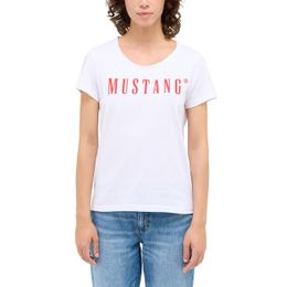 Kurzarmshirt Mustang "Damen Style Alma", Damen, Gr. L, wei&szlig;, Jersey, 100% Baumwolle, Rundhals, Shirts