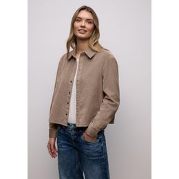Langarmbluse Street One, Damen, Gr. 44, beige (light terra mocha), Web, 100% Baumwolle, unifarben, normal normal, V-Ausschnitt, abgesteppt, Blusen, in Cord-Optik