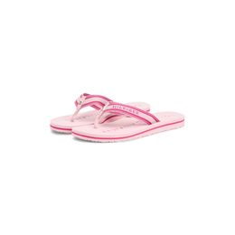 Zehentrenner Tommy Hilfiger "TH WEBBING SUMMER SANDAL", Damen, Gr. 39, rose, Textil, unifarben mit Farbeinsatz, Basic, Schuhe Zehentrenner, Sommerschuh, Strandschuh, Dianette mit Streifen und Logoschriftzug