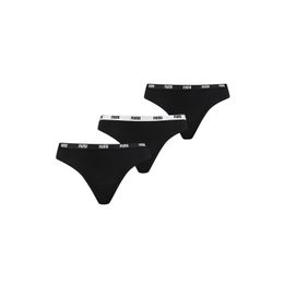 String Puma "String 3er Pack", Damen, Gr. M, schwarz, Obermaterial: 95% Baumwolle CO. 5% Elasthan EL., Unterhosen String