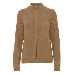 Strickjacke oxmo "Strickjacke OXSal", Herren, Gr. M, beige (tannin melange), Obermaterial: 47% Polyacryl PAN. 29% Nylon NY. 20% Wolle WO. 4% Elasthan EL., normal, Strickjacken Strickjacke