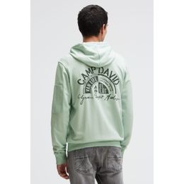 Kapuzensweatjacke CAMP DAVID, Herren, Gr. S, faded mint, Material: 100% Baumwolle, bestickt, relaxed fit normal, hoch geschlossener Ausschnitt, eingesetzt Rippb&uuml;ndchen, Sweatjacken, mit &Auml;rmeltasche