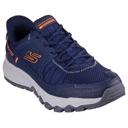 Slip-On Sneaker Skechers "DYNAMITE AT", Herren, Gr. 39, blau (navy, orange), Leder, Synthetik, Schuhe, Trekkingschuh, Freizeitschuh mit robuster Laufsohle