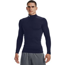 Trainingsshirt Under Armour "UA CG ARMOUR COMP MOCK", Herren, Gr. M, blau (midnight navy), Obermaterial: 100% Polyester, Shirts, ergonomischer Schnitt, Stehkragen, atmungsaktiv, schnell trocknend