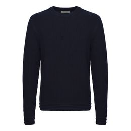 Strickfleece-Pullover Casual Friday "Strickpullover CFKARL crew neck structured knit", Herren, Gr. S, blau (schwarz navy), Obermaterial: 100% Baumwolle CO., Pullover