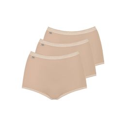 Slip Sloggi "Slip 3er Pack", Damen, Gr. 46, beige (puder), Obermaterial: 95% Baumwolle CO. 5% Elasthan EL., Unterhosen Slip