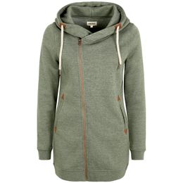 Kapuzensweatjacke oxmo "Kapuzensweatjacke OXVicky", Damen, Gr. S, gr&uuml;n (climb mel), Obermaterial: 80% Polyester PES. 20% Baumwolle CO., normal, ohne Ausschnitt, Sweatjacken