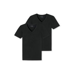 T-Shirt Schiesser "T-Shirt 2PACK T-shirt 2er Pack", Herren, Gr. L, schwarz, Obermaterial: 95% Baumwolle CO. 5% Elasthan EL., Shirts T-Shirt