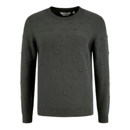 Longpullover oxmo "Pullover OXDotta", Damen, Gr. L, grau (schwarz shadow), Obermaterial: 50% Viskose CV. 27% Nylon NY. 23% Polyester PES., Pullover Longpullover