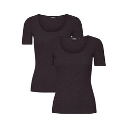 T-Shirt oxmo "T-Shirt OXIsan", Damen, Gr. L, schwarz (schwarz, schwarz), Obermaterial: 95% Baumwolle CO. 5% Elasthan EL., Shirts T-Shirt