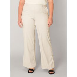Stoffhose Base Level Curvy "Lori", Damen, Gr. 58/60, L&auml;nge 32, sand, Web, Obermaterial: 75% Polyamid, 25% Elasthan, lang, Hosen Stoffhose, Sommerhose mit Stetch und leichtem Schlag