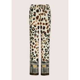 Madeleine Mode Chinos MADELEINE "Palazzohose Druckhose mit Animalprint", Damen, Gr. 36, N + K Gr, schwarz (perlwei&szlig;, schwarz, multicolor), Obermaterial: 100% Viskose CV., Hosen