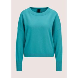 Madeleine Mode Longpullover MADELEINE "Strickpullover Kaschmir Pullover mit Rundhalsausschnitt", Damen, Gr. 34, blau (aqua), Obermaterial: 90% Schurwolle WV. 10% Kaschmir WS., Pullover Longpullover