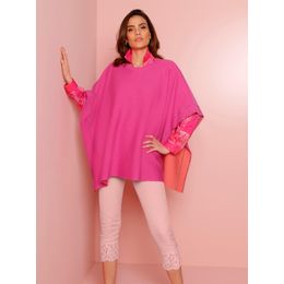 Poncho CREATION L PREMIUM, Damen, Gr. 36/38, rosa (fuchsia, koralle), 90% Schurwolle, 10% Polyamid, unifarben, Jacken Poncho