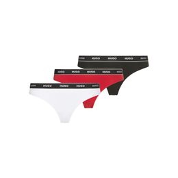 String HUGO UNDERWEAR "TRIPLET THONG STRIPE", Damen, Gr. M, bunt (open miscellaneous 968), Jersey, Obermaterial: 95% Baumwolle, 5% Elasthan, Unterhosen String, elastischer Bund mit Logo, enganliegend