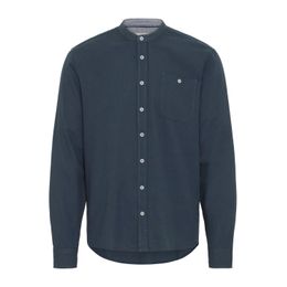 Langarmhemd Blend "Langarmhemd BHBobby Shirt mandarin", Herren, Gr. XXL, N-Gr, blau (marineblaus), Obermaterial: 55% Leinen LI. 45% Viskose CV., Hemden