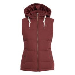 Kurzweste oxmo "Kurzweste OXAlita", Damen, Gr. M, rot (wine rot), Obermaterial: 70% Baumwolle CO. 30% Nylon NY., Westen